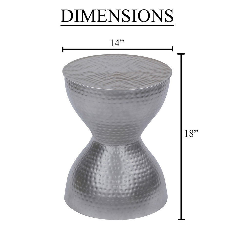 Benjara Industrial Style Hammered Texture Iron Stool with Hourglass ...