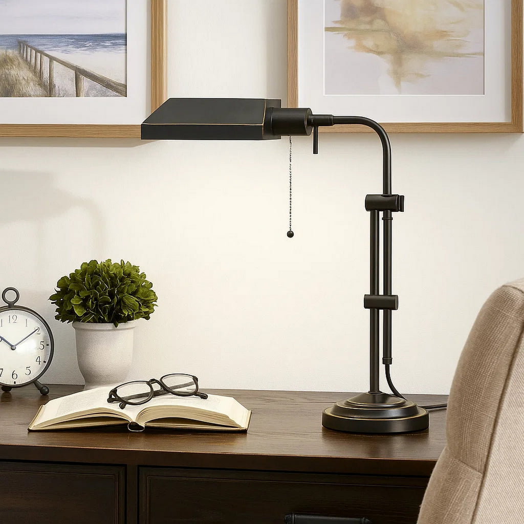 Benjara Metal Rectangular Desk Lamp with Adjustable Pole, Black ...