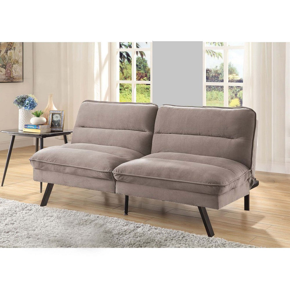 Fabric Futon Sofa with Split Back and Angled Legs Gray BM233787