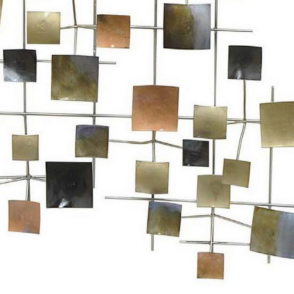 Benjara Dobi 35 Inch Wall Decor, Multiple Square Accents, Multicolored ...