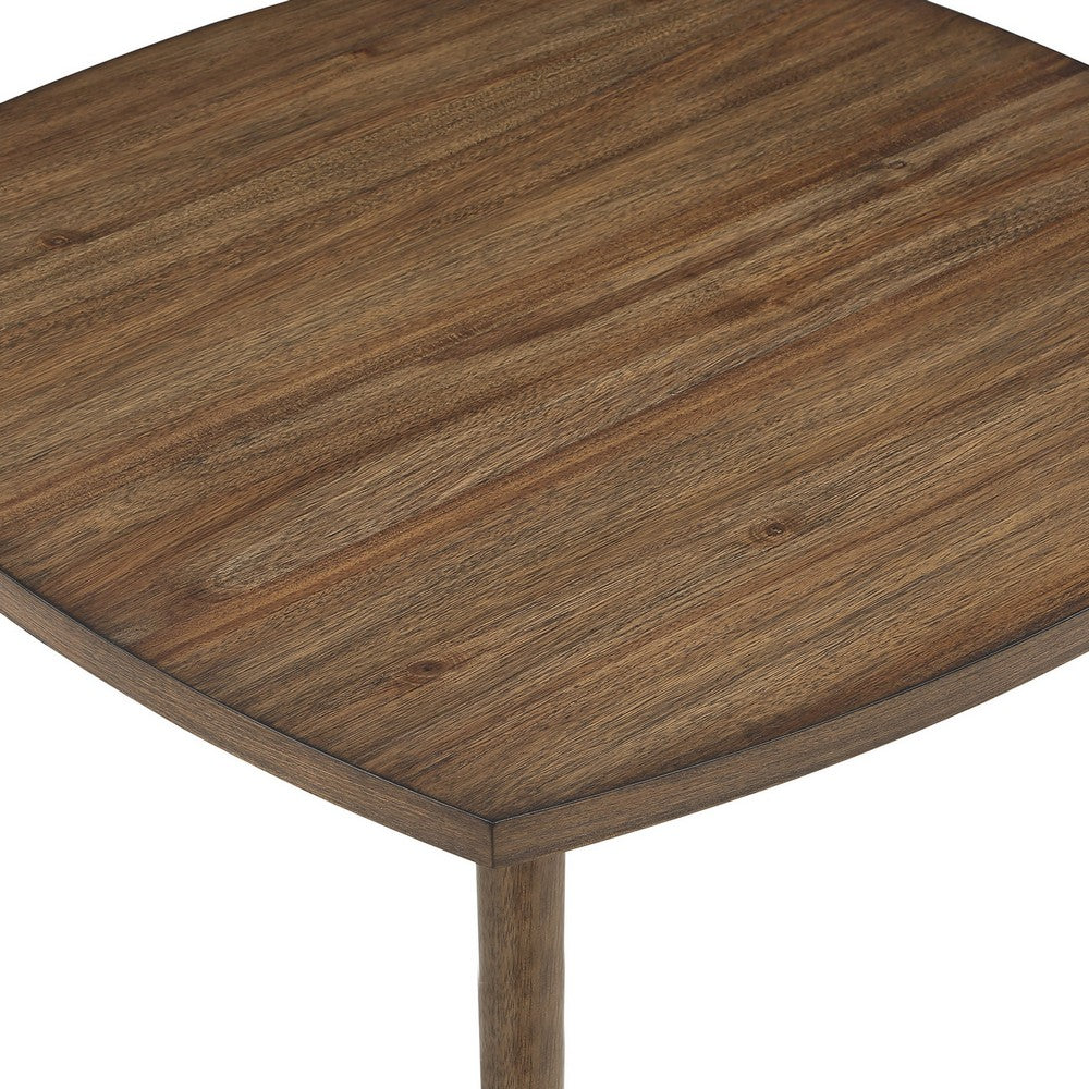 Summit 40 Inch Dining Table Square Top Rounded Edges Wood Frame Brown BM310231