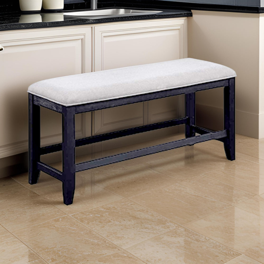 Benzara Edward 48 Inch Counter Height Dining Bench, White Fabric and ...