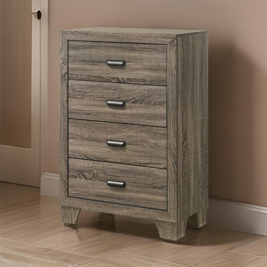 Benzara Shannon 45 Inch Tall Dresser Chest, Wood, Metal Handles, 4 ...
