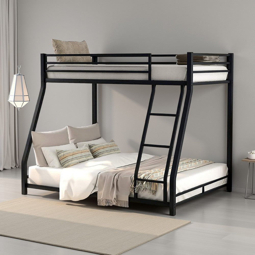 Benzara Ovi 78 Inch Twin over Full Bunk Bed, Ground Level Platform Bed ...