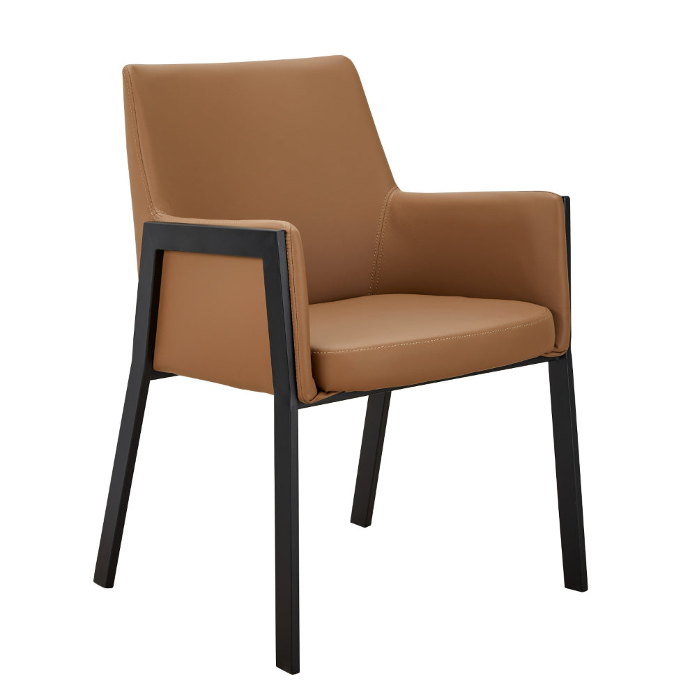 Benzara Cid Lizz 24 Inch Dining Chair, Faux Leather, Black Steel Legs ...