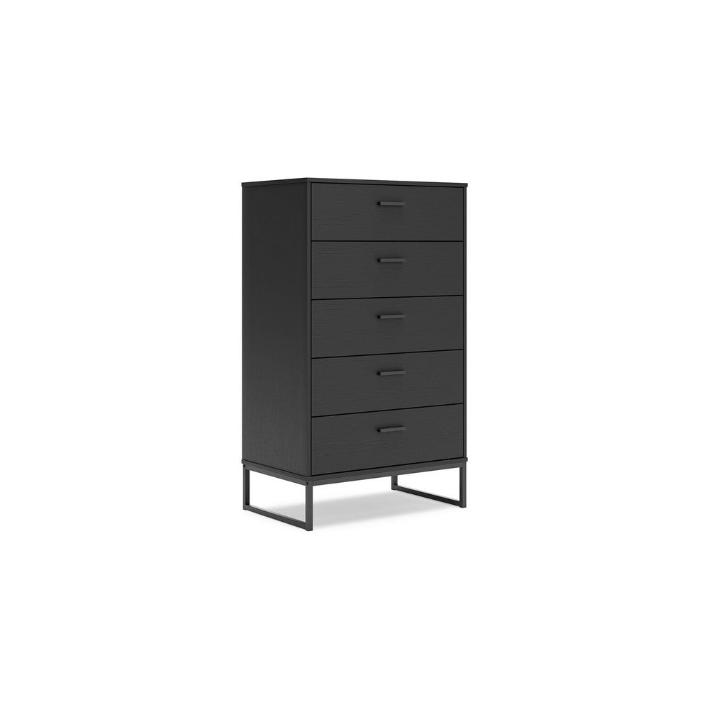 Benzara Alli Tall Dresser Chest, 5 Drawers, Matte Black, Metal Base, 51 ...