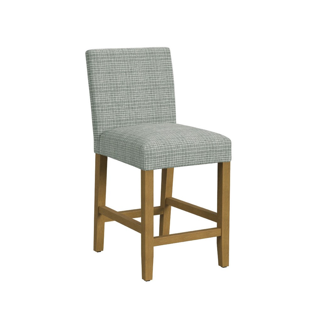 Benzara Relo Counter Height Stool Chair, Sage Green Polyester, Grid ...