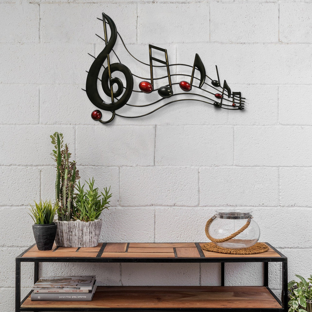 Benzara Metal Musical Notes Wall Hanging Art Decor, Black and Copper ...