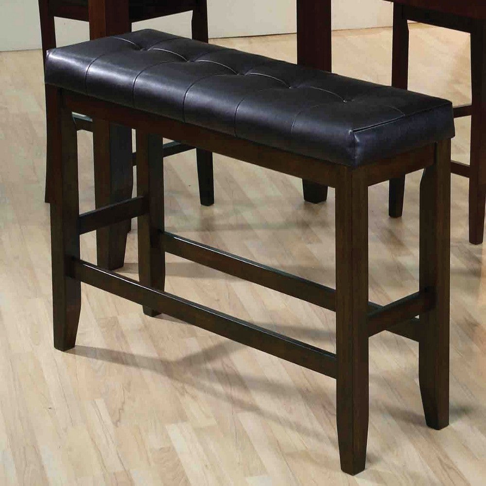 Benjara Comfy Wooden Counter Height Bench, Black & Espresso Brown ...