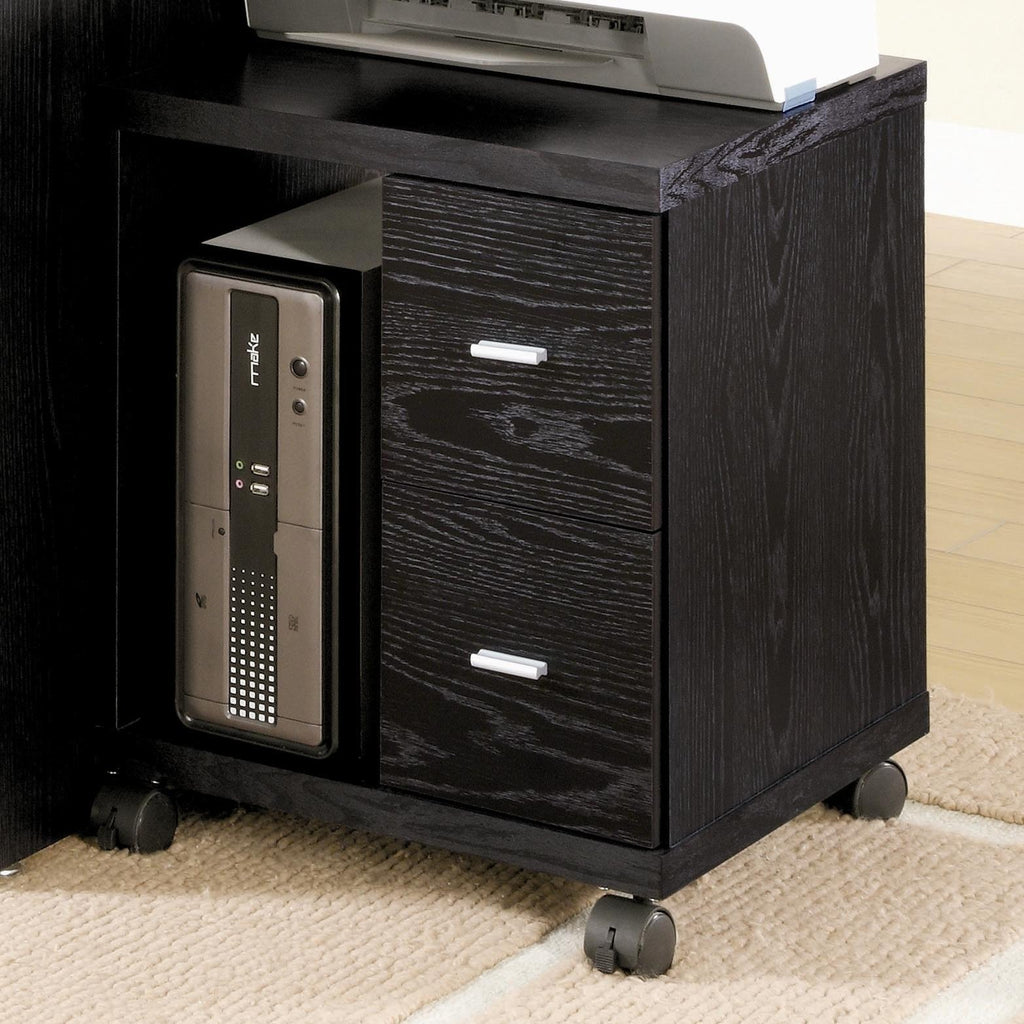Benzara BM172230 CPU Stand With Two Drawers, Black | Benzara.com
