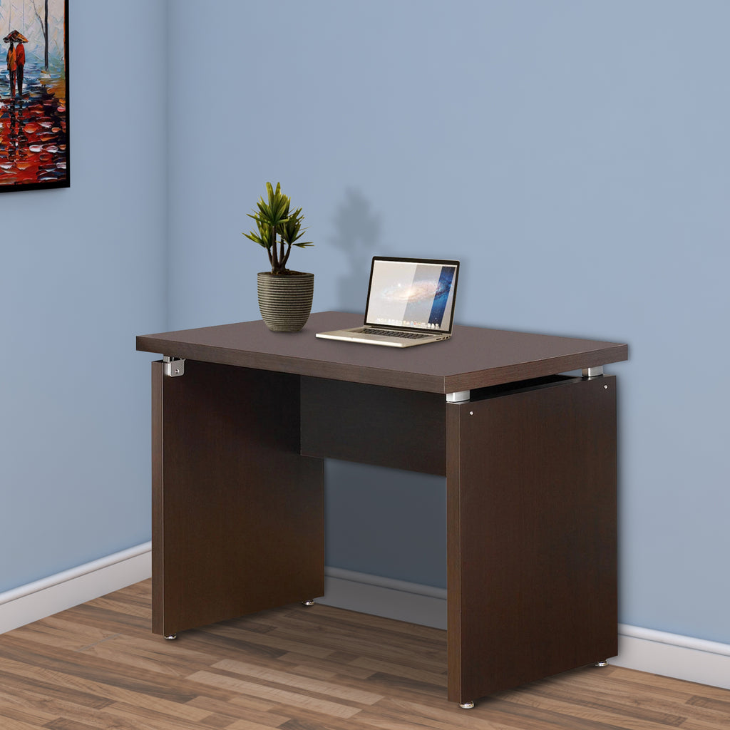 Benjara Transitional Style Wooden Desk Return with Wide Top, Espresso ...