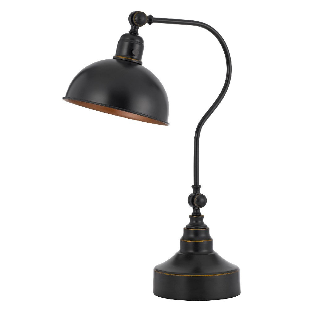 25 Inch Metal Curved Desk Lamp Adjustable Shade Bronze Black BM272206