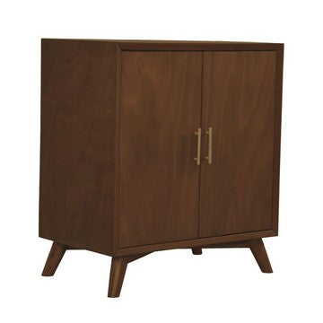 Ian 36 Inch 2 Door Bar Cabinet Mahogany Wood Wine Rack Walnut Brown BM283833