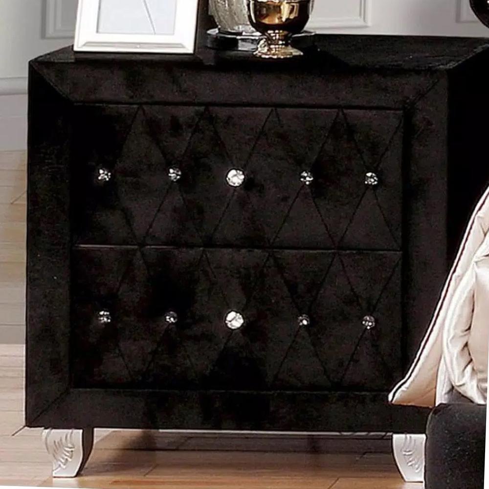 Black upholstered nightstand store