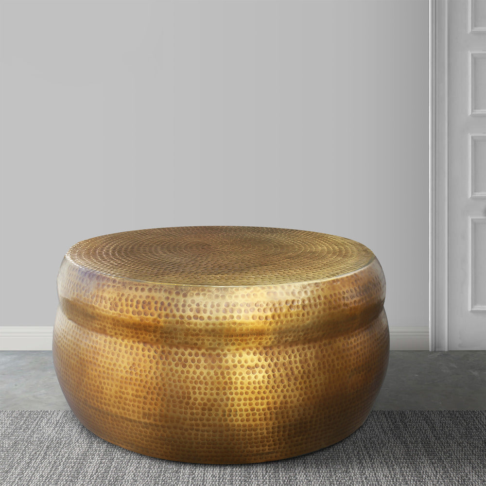 Hammered brass coffee table store